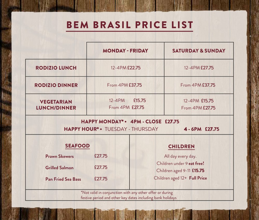 Menu - Bem Brasil Restaurants