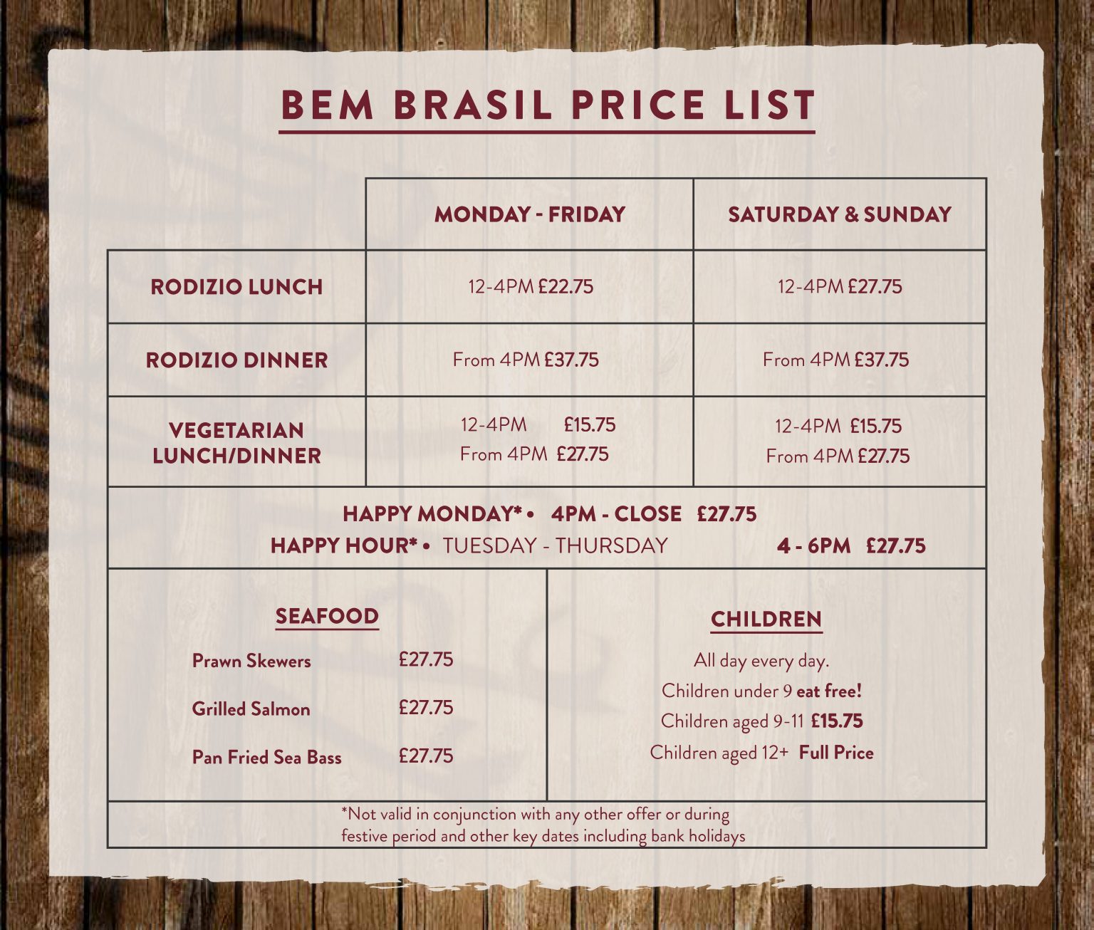 Menu - Bem Brasil Restaurants